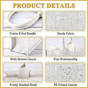 12 Pieces Burlap Tote Bags with Handles Reusable White Jute Tote Bag for Bridesmaid Gift Wedding Bachelorette Party Favors Shopping DIY Crafts Bags, 12.2 x 3.9 x 9.8 Inch