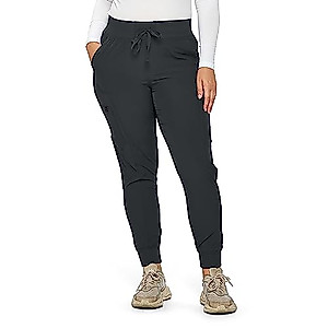 Monarch Uniforms Womens Jogger Scrubs Ribbed Jogger Scrub Pants for Women-Petite-(Black)-S