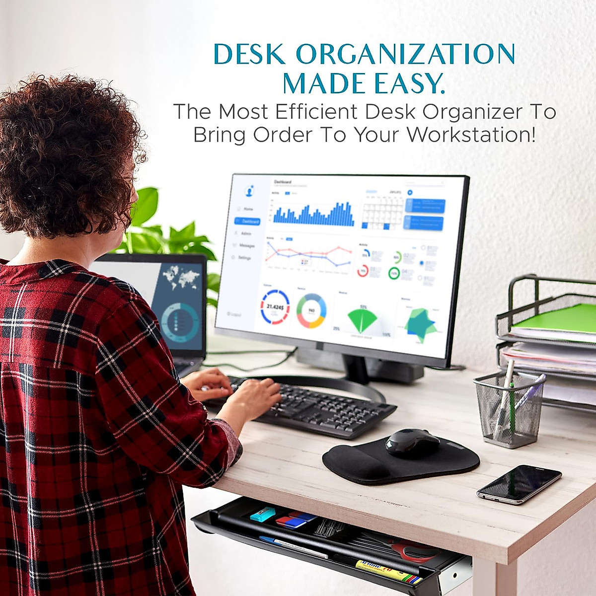 Pencil Drawer by NYCCO Underdesk Drawer 23 Inch Wide - Ball-Bearing Slides - Black