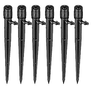Lxcom Lighting Irrigation Drippers Drip Emitters Micro Spray Adjustable 360 Degree Full Circle Pattern Water Flow Irrigation Drippers Drip System Parts Drip Irrigation, 50 Pack(Black)