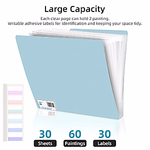 A3 Diamond Painting Storage Book, 60 Views Art Portfolio Presentations Folder with 30 Pages Protectors, 17.3x12.8in