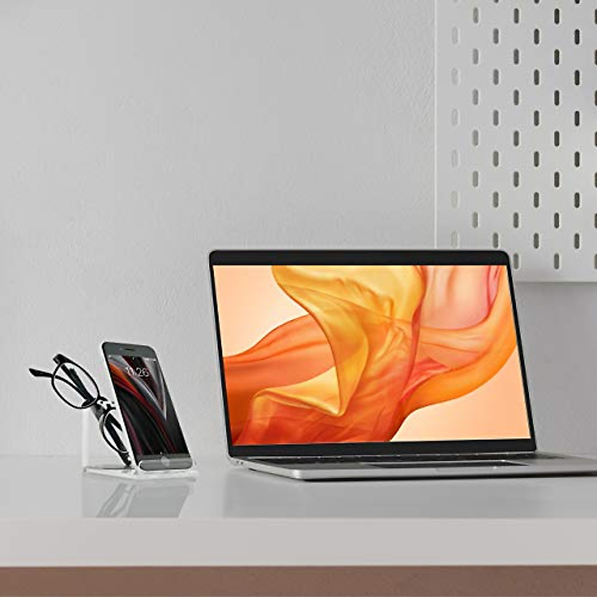 CM Multifuntion Eyeglass Holder Smart Phone Holder Glasses Cellphone Holding Acrylic Stand Desktop Organizer for Home Office Desktop Decoration Decor