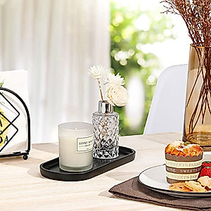 Luxspire Bathroom Vanity Tray, Handmade Resin Kitchen Sink Tray, Oval Toilet Tank Tray, Bathroom Countertop Organizer Tray for Jewelry/Perfume/Soap Dispenser/Hand Towel - 9.8 Inch, Matte Black