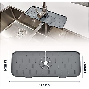 Faucet Splash Guard, Silicone Kitchen Sink Mat, Drain Protector, Countertop Drain, Sink Splash Guard Behind Faucet, Kitchen Sink Accessories, Bathroom Faucet Water Catcher Mat