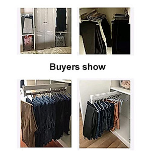 White Pull-out Hanger Rod Adjustable 30-60cm Wardrobe Hanger Rod, Home Trousers Rod Aluminum Alloy Clothes Rail Slide Rail (Size : 450mm/17.7inch)