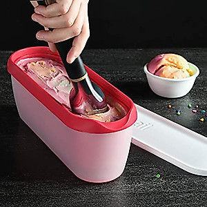 Ice Cream containers for homemade ice cream, Reusable Storage Freezer ice cream Container With Lids,2 Pack, BPA FREE, Dishwasher Safe Tub. Double Insulated, 1.5 Quart, Red and Burgundy , Non Slip Base, Stackable on Freezer Shelves.