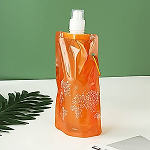 KASCNR 5pcs Collapsible Water Bottles Reusable Canteen Foldable Drinking Water Bags with Clip for Gym, Sports, Teams, Hiking, Camping,Biking,Outdoors,Beach,Traveling,Yoga & More,5 Colors（16 oz）