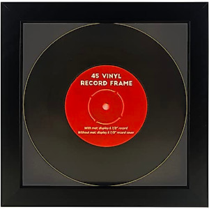 2 Pack, 45 Single 6 7/8" Vinyl Record Frame, Display 45 rpm Vinyl Record with Mat or 7" 45 rpm Vinyl Sleeve Art without mat, Wall & Tabletop Display