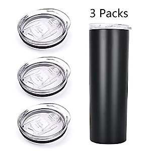 20oz Skinny Tumbler Replacement Lids 3 Pack,2.75in Cup Mouth Compatible with YETI Rambler and More Tumbler Cups，Spill Proof Splash Resistant Silicone Sliding Covers.