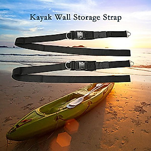 Docooler Kayak Wall Storage Strap Rack Boat Hanger Boat Keeper Garage Hanger Canoes Wall Rack Holders for Skiing Board, Ladder, Canoes