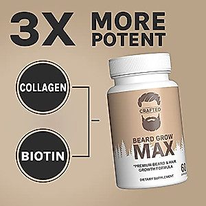 Beard Growth Pills | Beard Growth Vitamins | Beard Growth Supplement | Biotin & Collagen | Beard Pills | Beard Vitamins for All Hair Types | Beard Growth Biotin (1 Pack)