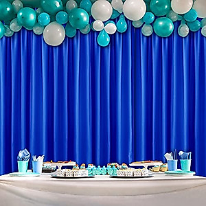 Hiasan Neon Blue Screen Backdrop Curtains for Parties, Polyester Photography Backdrop Drapes for Family Gatherings, Wedding Decorations, 5ftx10ft, Set of 2 Panels