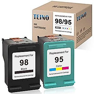 TEINO Remanufactured Ink Cartridge Replacement for HP 98 95 use with HP OfficeJet 100 H470 8030 6310 150 6300 DeskJet 5940 Photosmart 2575 2570 C4100 D5160 D5069 8050 (Black, Tri-Color, 2-Pack)
