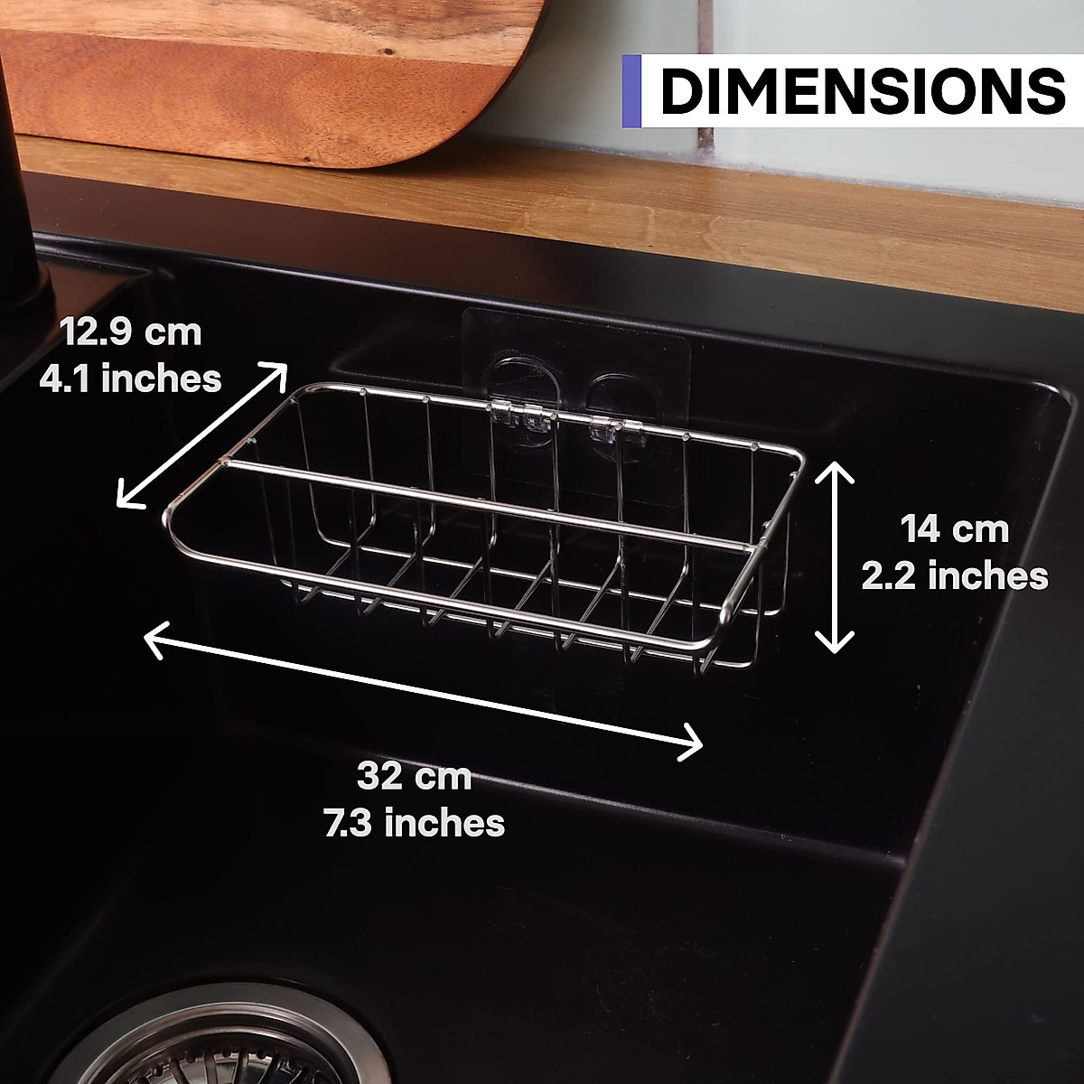 KINCMAX Adhesive Sink Organizer Sponge Holder+Dish Cloth Hanger, 2 in 1, Ideal for Removable Hanging Sink Caddy Brush Holder or Adhesive Sink Rack Dish Drainer, SUS304 Rust Proof,No Drilling