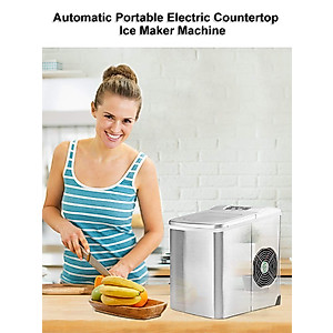 Ice Maker Machine for Countertop,Ice Cubes Ready in 8 Mins,Makes 26 lbs Ice in 24 Hours,Portable Ice Cubes Machine for Homes, Restaurants, Bars, Hotels, Grocery Stores