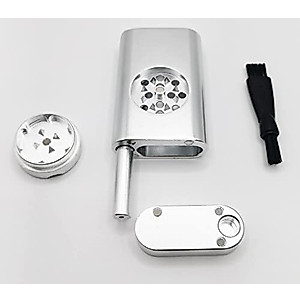 MIFAVOR Portable Herb Grinder Spice Box Mini Metal Travel Kit with Magnetic Lid for Seasoning Storage (Mini, Silver)