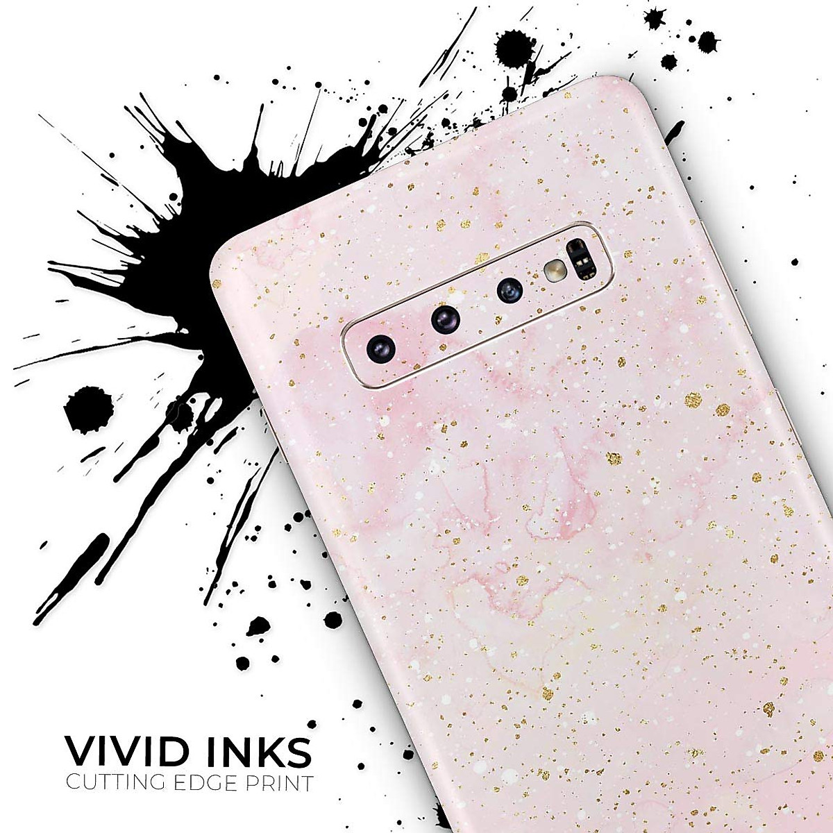 DesignSkinz Karamfila Watercolor & Gold V12 Protective Vinyl Decal Wrap Skin Cover Compatible with The Samsung Galaxy S20 (Screen Trim & Back Glass Skin)