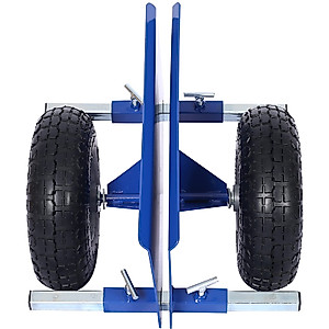 Heavy Duty Panel Dolly, Metal Panel Dolly with 10" Pneumatic Wheels Heavy Duty All Terrain Moving Cart with Adjustable Clamp Grip for Drywall Sheet Heavy Appliance & Material Handling Cart Blue