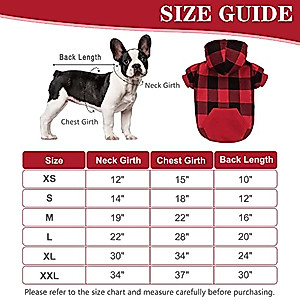 EXPAWLORER Plaid Dog Hoodie - British Style Soft and Warm Dog Sweater with Leash Hole, Hooded Cold Weather Clothes, Dog Sweatshirt, Outfits, Winter Coat for Small Medium Large Dogs