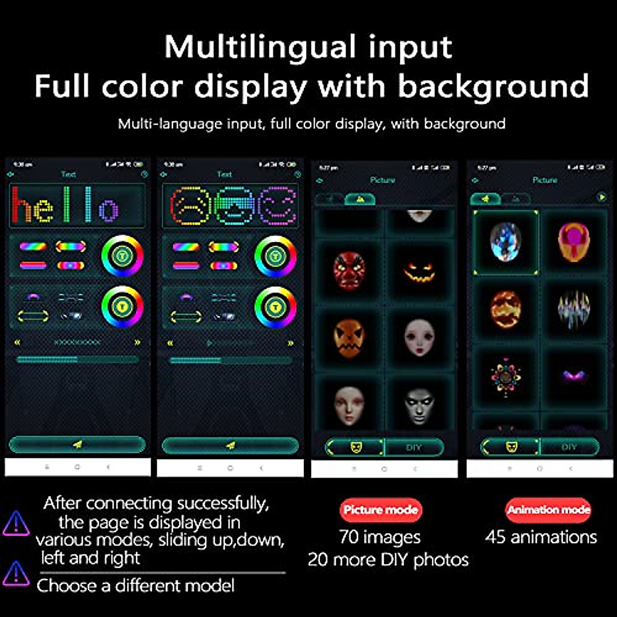 jcwfuno LED masks with Bluetooth programmable, used for costume cosplay party fancy dress party, adults light up rechargeable mask, Halloween party gifts for men ((Rechargeable