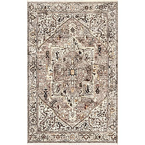 nuLOOM Harriet Vintage Medallion Fringe Area Rug, 4' x 6', Light Brown