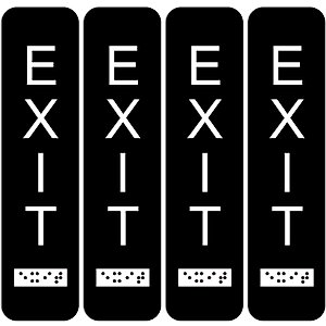 4-Pack Vertical Exit Signs with Braille – ADA-Compliant Exit Signs for Businesses – Raised Letters & Braille – Adhesive Mounting Strips Included – 8x2 Inch