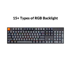 Keychron K10 Full Size Layout Bluetooth Wireless/USB Wired Mechanical Gaming Keyboard for Mac with Gateron G Pro Red Switch/Multitasking/RGB Backlight 104 Keys Computer Keyboard for Windows Laptop