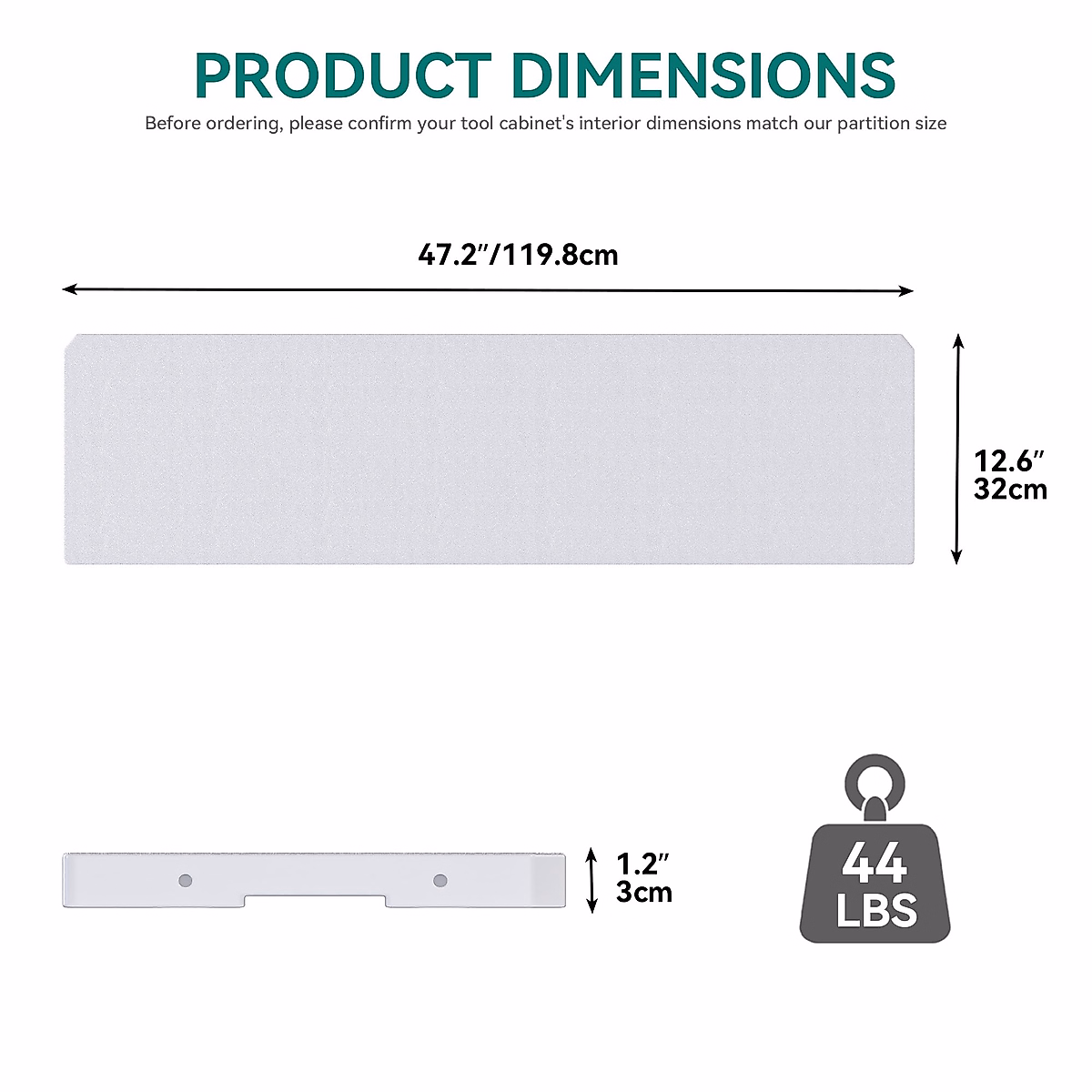 YITAHOME Resin Storage Shed Shelves for 35 Cuft Horizontal Storage Shed, 47 in x 12.6 in Waterproof Rack with 8 Screws for 4x2.5 Ft Horizontal Storage Shed Accessories, Easy Assembly, 2PCS, Gray