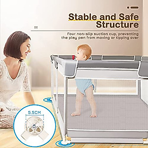 Baby Playpen 71”×59”, Extra Large Play Pen Playard for Babies and Toddlers Indoor & Outdoor Safety Play Yard Area, Kid Sturdy Play Center Fence with Soft Breathable Mesh, Playpen for Toddlers