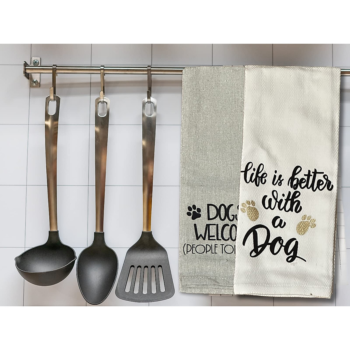Twisted Anchor Trading Company Dog Kitchen Towels, Dog Gifts for Women - Set of of 5 - Comes in an Organza Gift Bag so It's Ready for Giving