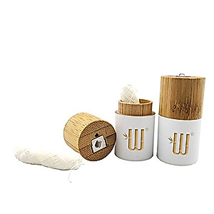 Dental Floss threaders 5PCS Biodegradable bamboo charcoal dental floss with refillable bamboo container | Free refill | Natural candle wax | 30M x 12| Corn and charcoal floss, | Environmental protecti