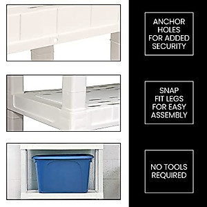 Koolatron Oskar 4-Tier Storage Shelf, Heavy Duty Shelving Unit, 400 lbs(14 x 30 x 57 inches), Multipurpose Organizer for Garage, Laundry Room, Utility Shed, Workshop, Made in North America, White