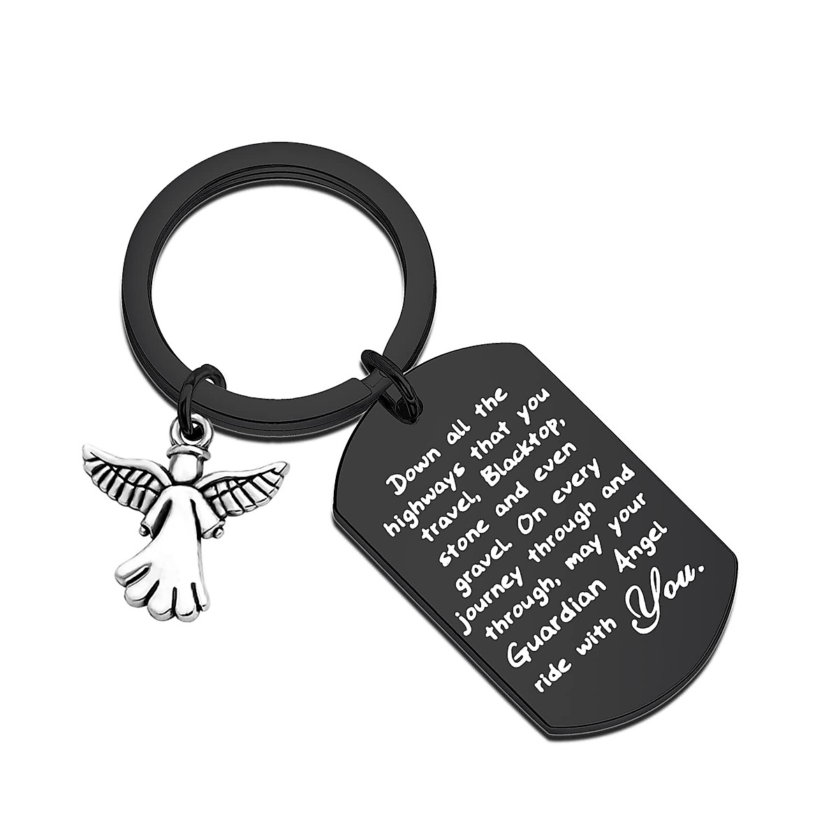 Drive Safe Keychain May Your Guardian Angel Ride with You Keychain New Driver Gift Biker Trucker Gifts (Keychain)