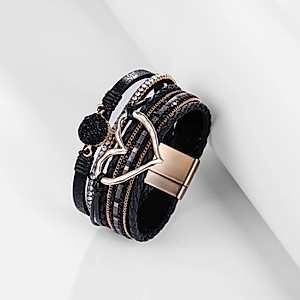 choice of all Boho Bracelets for Women,Chunky Leathe Bracelets Heart Stackable Boho Cuff Bangles Trendy Handmade Costume Jewelry