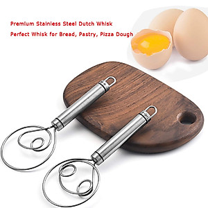 2 Pack Wisk Kitchen Tool,Pizza Dough Mixer Dutch Dough Whisk For Baking Cake Dessert Sourdough Pizza and Pastry,Artisian Blender