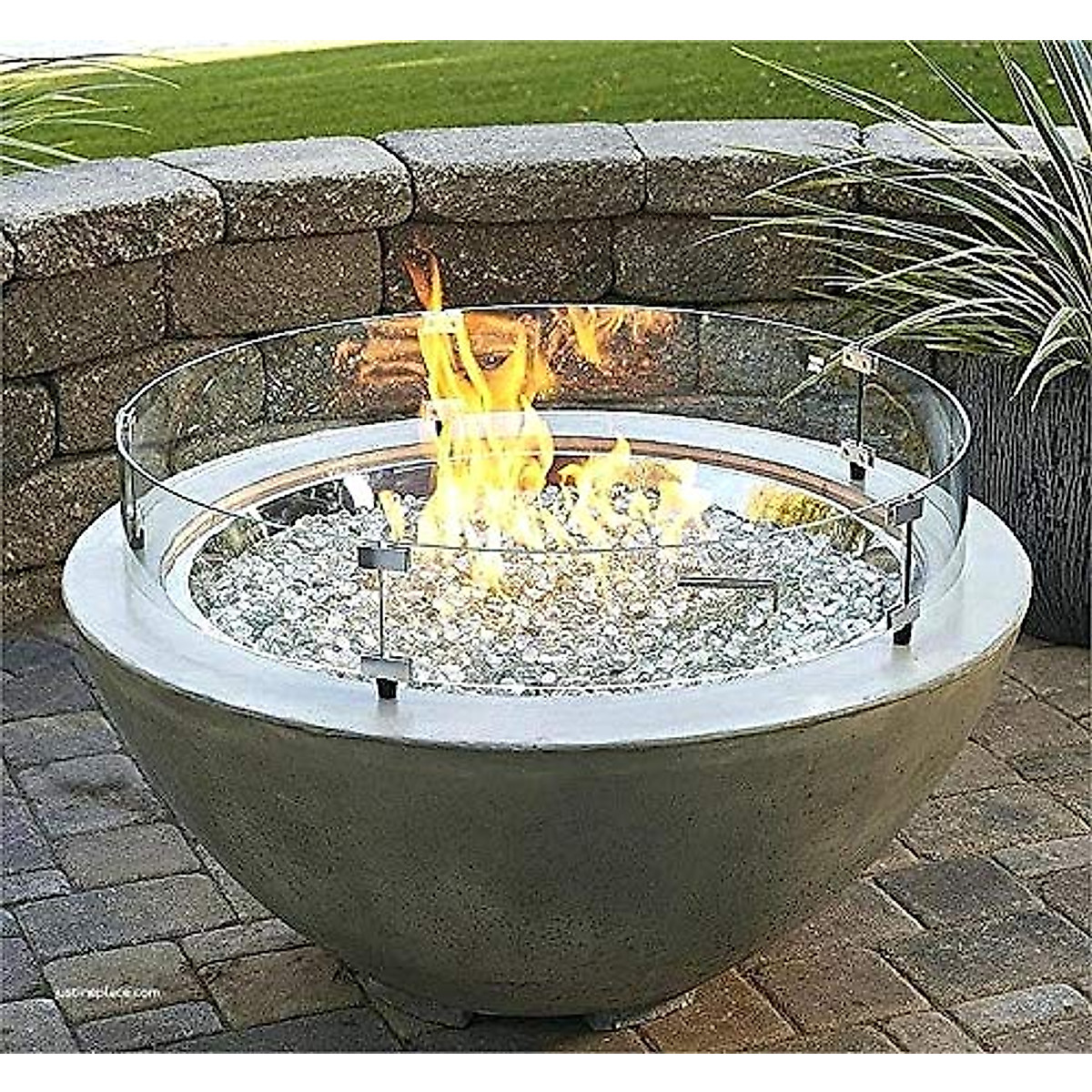 Hiland AWS-RND22 Fire Pit Glass 22" Wind Screen, Small, Clear