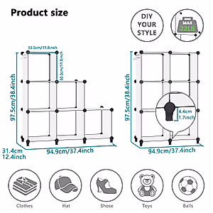 DINMO 6 Cubes Storage Organizer, Bookcase, Display Shelf with Wooden Mallet, Cabinet Storage for Kids, Adult, Office, Bedroom, Bathroom, White