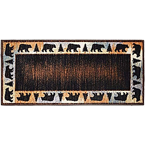 Cozy Cabin Wandering Bear Accent Rug, 24"x60", Brown