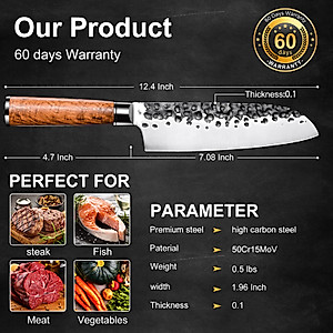 Ink Plums Santoku Knife 7 Inch,High Carbon Steel Ultra Sharp Asian Chef Knife with Brazilian Rosewood Handle and Gift Box for Family & Restaurant