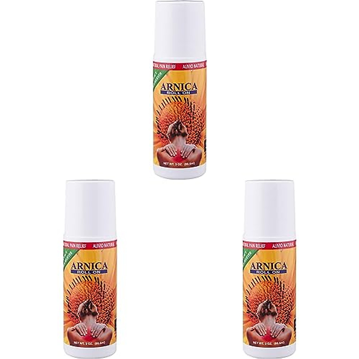 Sanar Naturals Arnica Roll On, 3 oz - Max Strength Relief - Fast Acting - Clear Gel Ointment for Back, Joints, Neck, Legs (Pack of 3)
