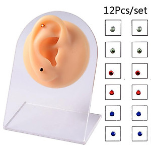 Sevenfly Mens Womens Crystal Stud Earrings Non-Piercing Earrings Nose Lip Ring Clip On Cubic Zirconia Tragus Nose Ring Fake Cheater