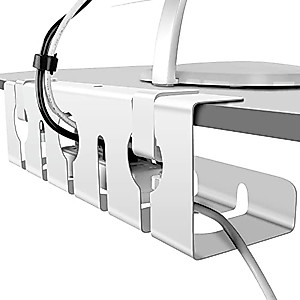 Under Desk Cable Management Tray - No Damage to Desk, Perfect Standing Desk Cable Management, Quszmd Under Table Cable Management Upgraded No Drill,Clamp Install Desk Cord Organizer Rack