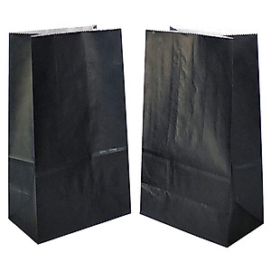 KEYYOOMY Small Paper Bags 24 CT Black Printed Party Favor Bags for Wedding Shower Kid's Birthday Party(9.4x 5.1x 3.1 in)