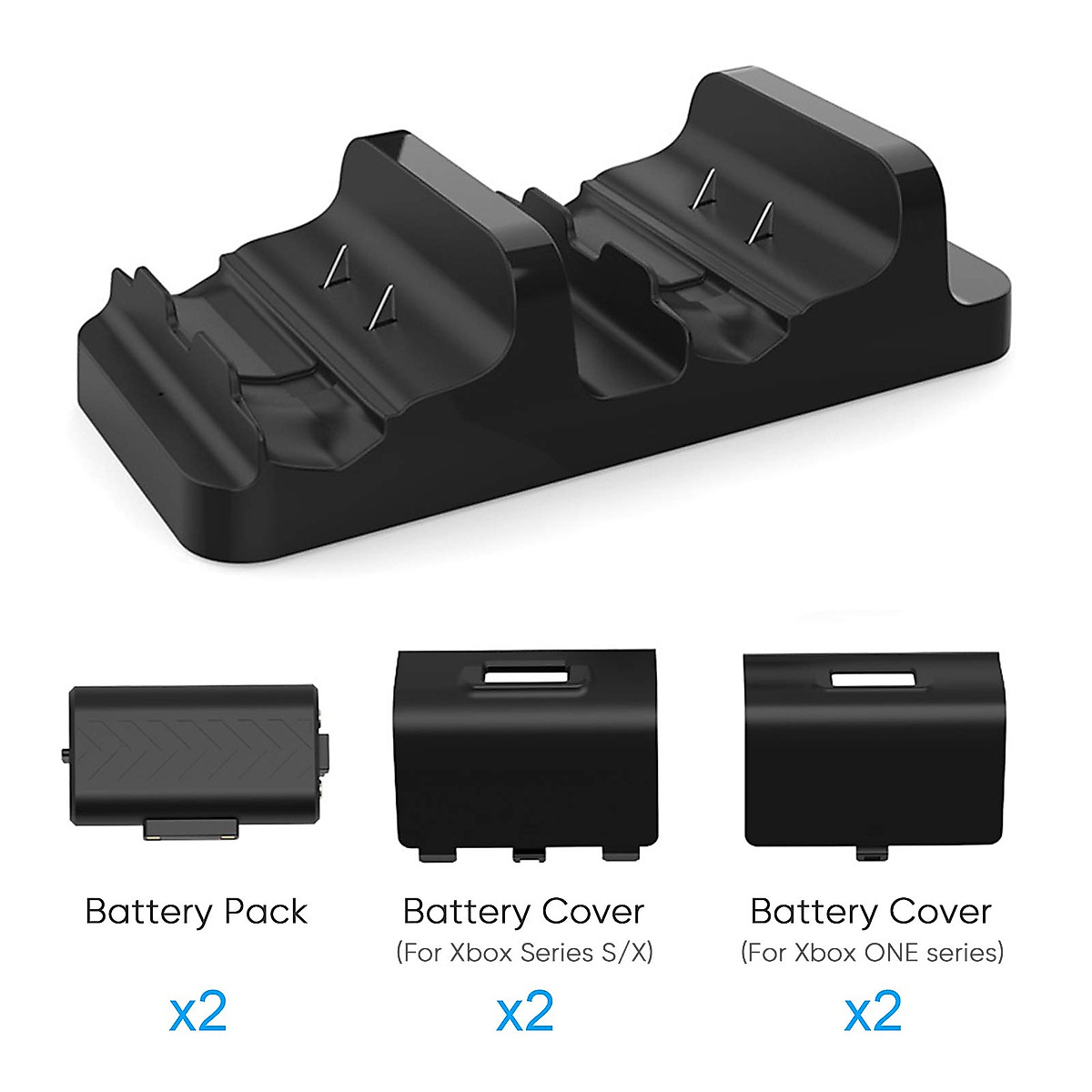 Controller Charging Dock for Xbox Series X, Xbox Series S, Xbox-one S and Xbox-one X with 800mAh Battery Pack and Battery Cover, MENEEA Dual Charger Stand Station Accessories with Charging Cable