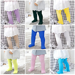 Baby Girls Dance Tights Toddler Footed Ballet Tights Stockings for Girls School Uniform Pants Leggings for Baby Girls White&Pink&Black-3 Pairs 3-6 Years