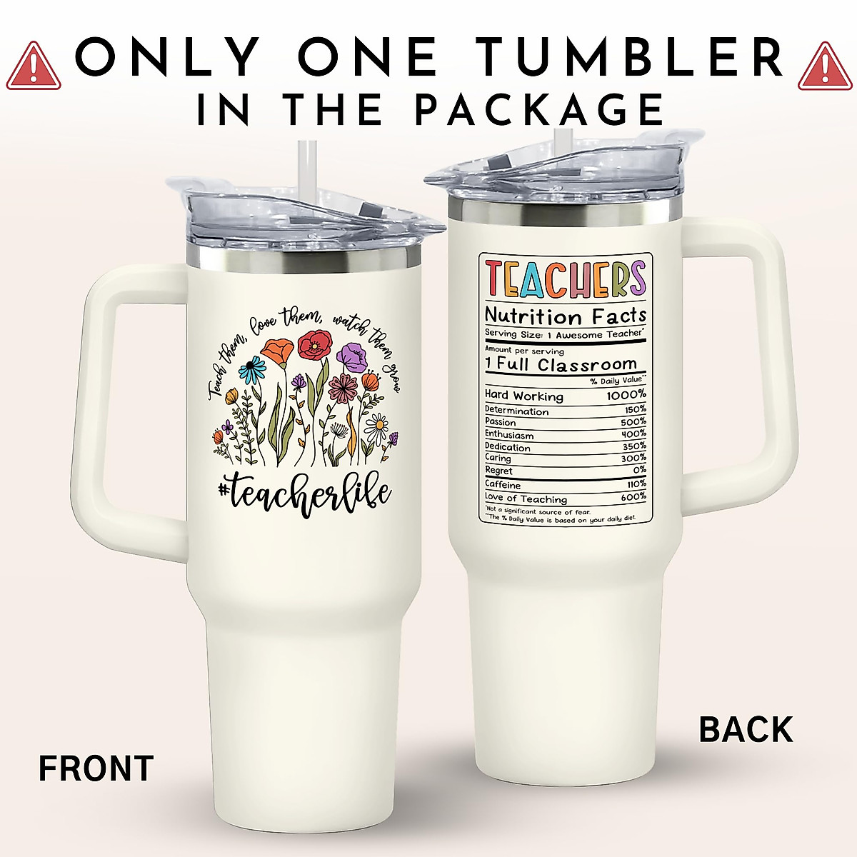 Teacher Gifts for Women - Gifts for Teachers Women, Teacher Appreciation Gifts - Teacher Gift Ideas - Teacher Retirement Birthday Gifts, Teacher Valentines Gifts - Gift for Teacher - 40 Oz Tumbler