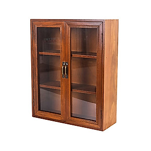 RZGZKLSH Vintage Countertop Cabinet14.5"x5.2"x18"Medicine Cabinet,Display Case with Organic Board Door,Kitchen Cabinets with Drawers,Spice Cabinet,Apothecary Cabinet,Organization and Storage