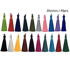 Gnognauq 40pcs Tassels Mixed 20 Colors Soft Imitation Silk Tassels for Earring Jewelry Making, DIY Craft Projects, Bookmarks