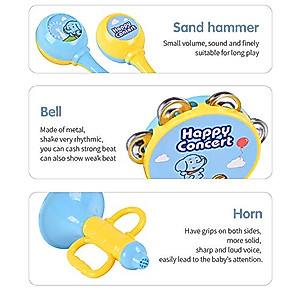 Baoli Kids Musical Instruments Toys ,Toddler Musical Instruments Toys Set Trumpet, Percussion, Maraca, Tambourine Birthday Gifts for Ages 1-3 Boys Girls and Children