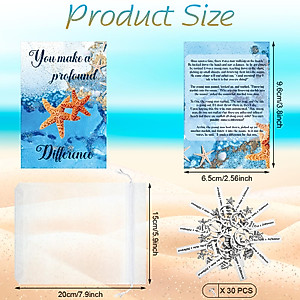 90 Pcs Starfish Story Gifts Mini Keepsake Appreciation Notecards Set Starfish Story Wallet Sized Cards Employee Gifts Drawstring Bags and Starfish Charms for Teacher Women Men (Elegant Style)